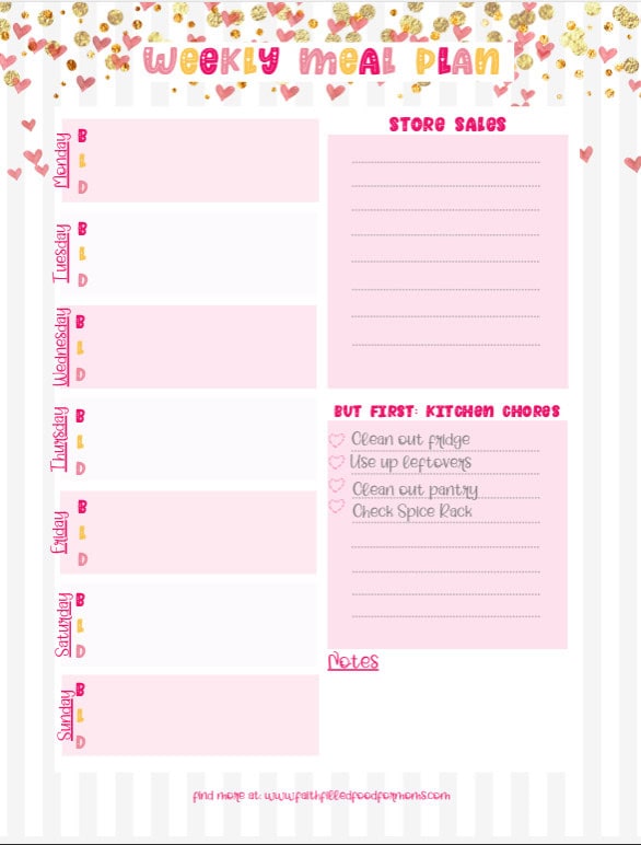 Free Meal Planner Printable Template & Grocery List • Faith Filled Food ...