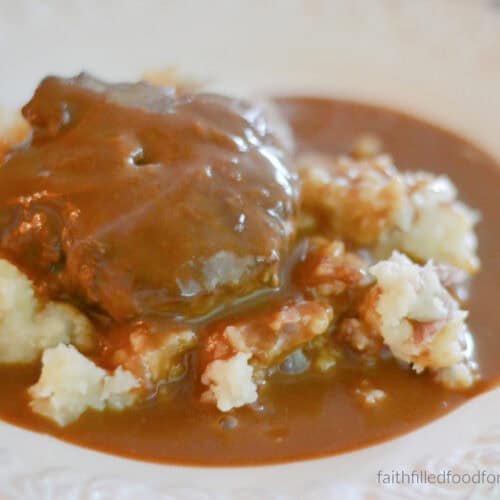 Easy Homemade Hamburger Steak Recipe with Gravy • Faith Filled Food for ...